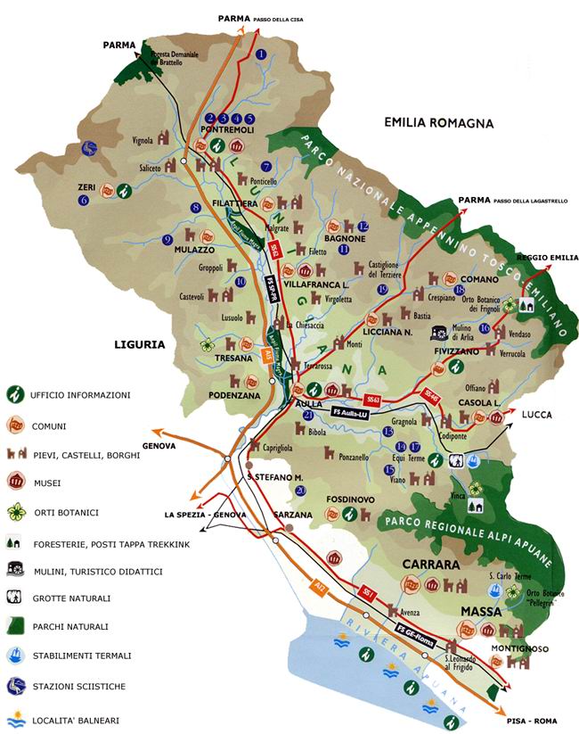 Garfagnana Tuscany Map